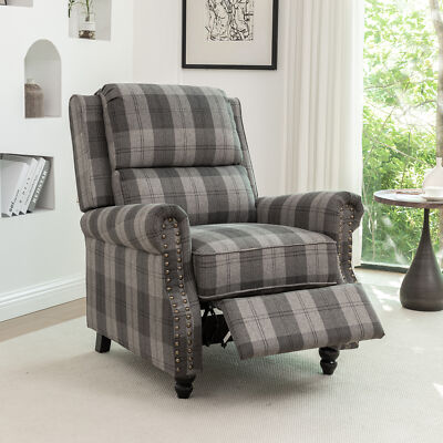 Orthopaedic Recliner Armchair Tartan Fabric Lounge Sleeper Chairs With ...