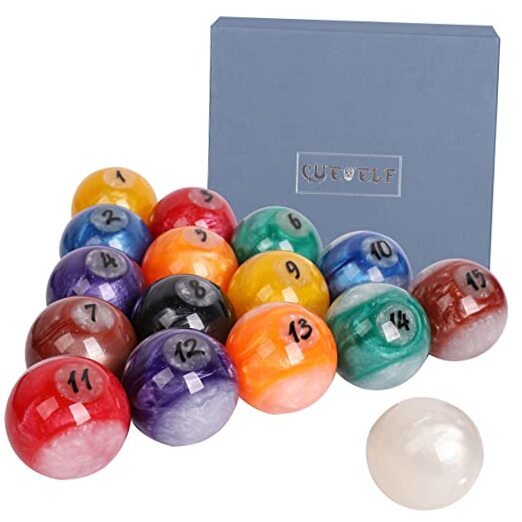 CUEELF Billiard Ball Set 2-1/4 Inch 16 Balls for Pool Tables ...