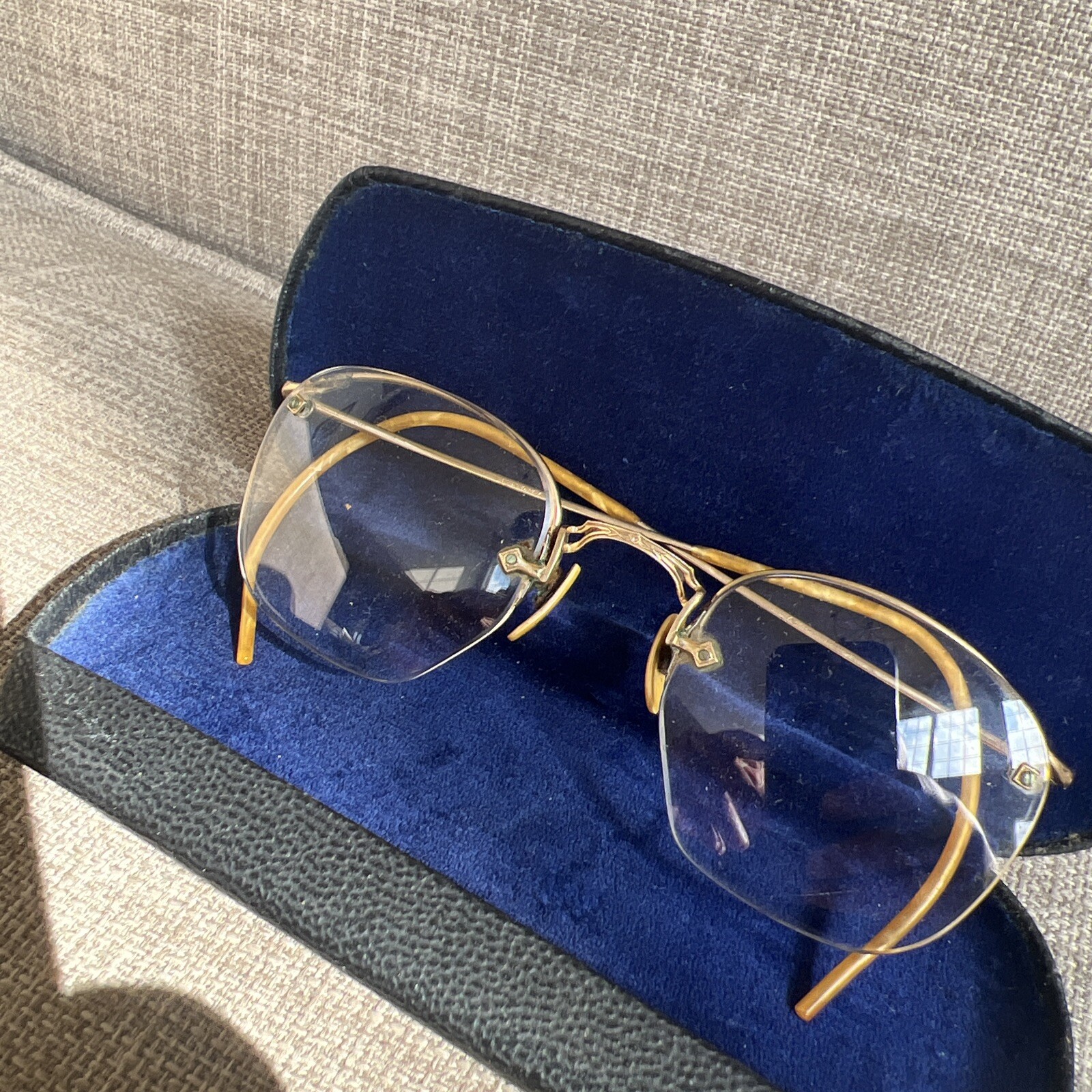 Vintage Half Rim Eyeglasses Antique 1/10 12K GF Rimwa… - Gem