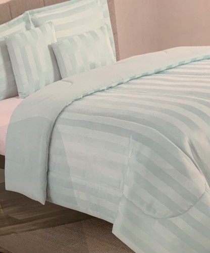 Soho Loft, 5 Pc - Comforter Bedding Set | Full/Queen Aqua Blue Wide ...