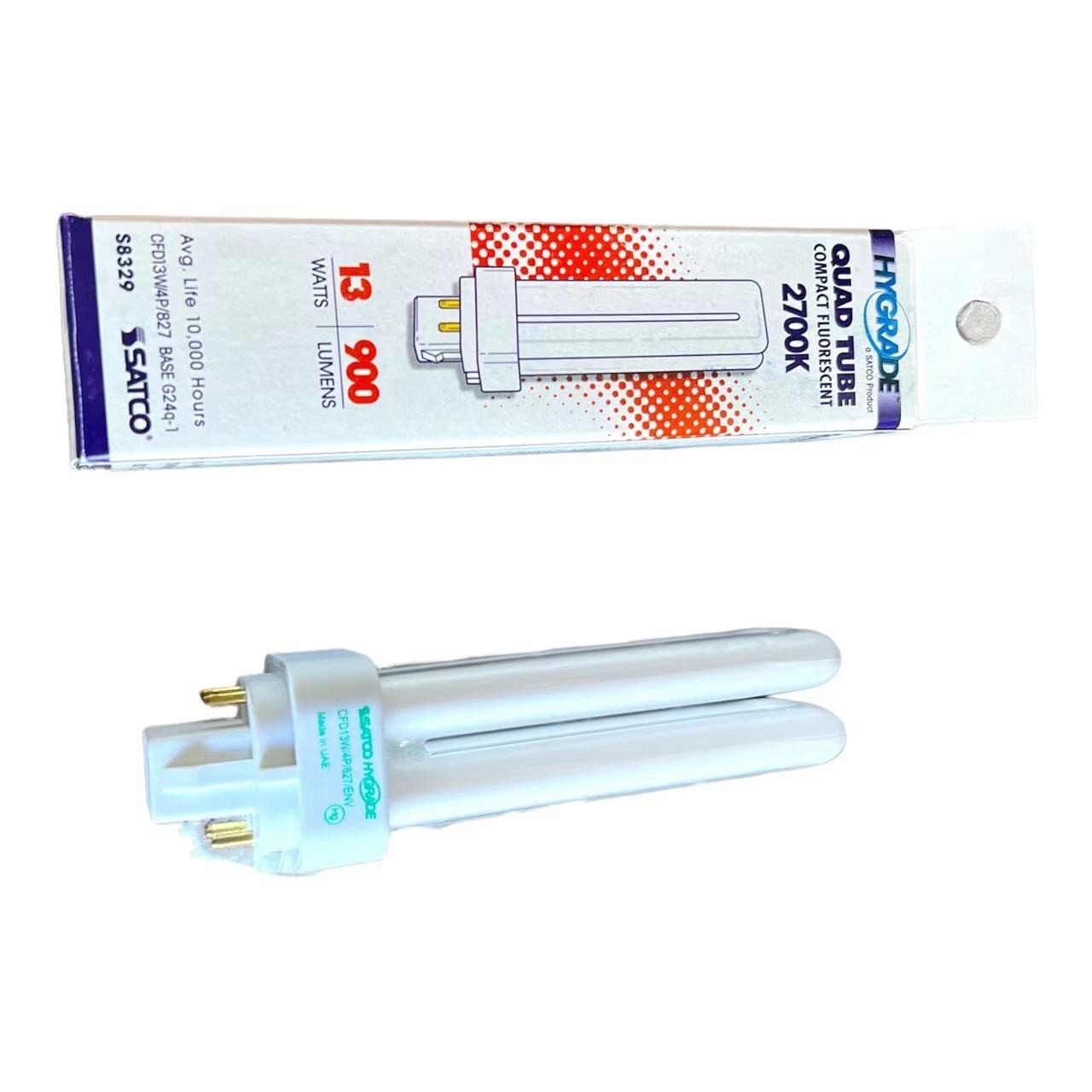 Satco S8329 2700K 13-Watt G24q-1 Base T4 Quad 4-Pin Tube for Electronic ...