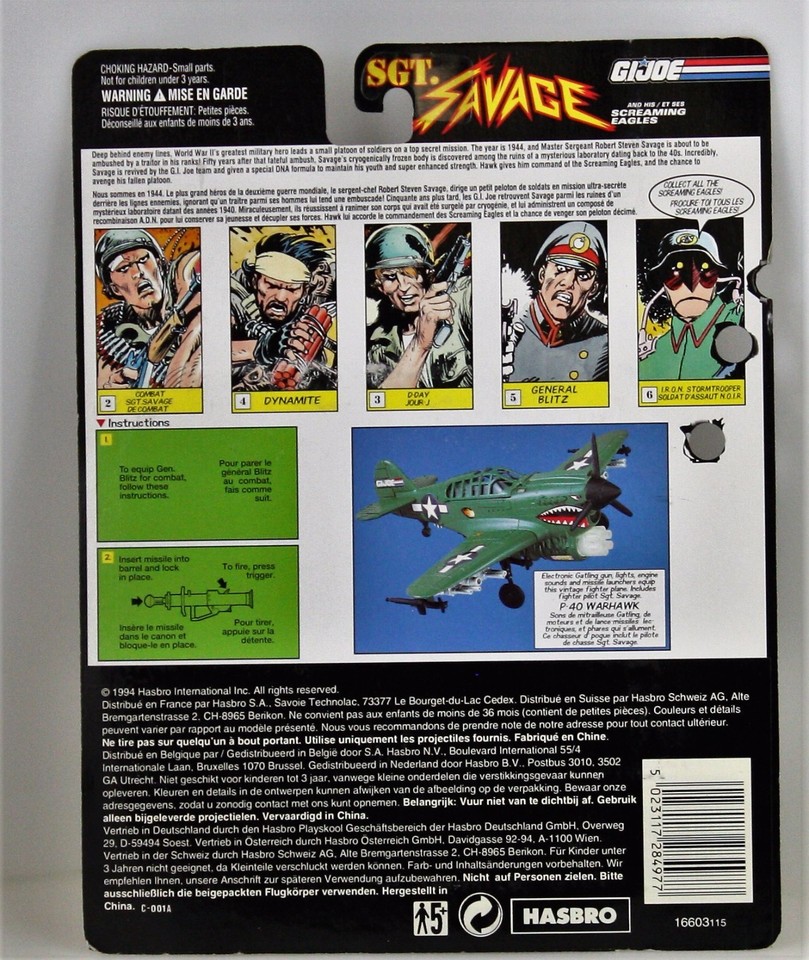 Vintage NOSC 1994 GI Joe SGT SAVAGE GENERAL BLITZ # 5 Hasbro Sealed ...