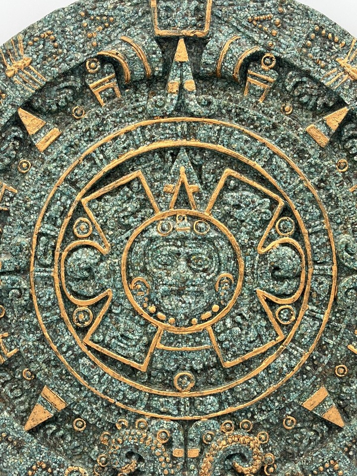 Vtg Aztec Mayan Stone of the Sun Calendar Wall Plaque 11.5” Set Of 2 ...
