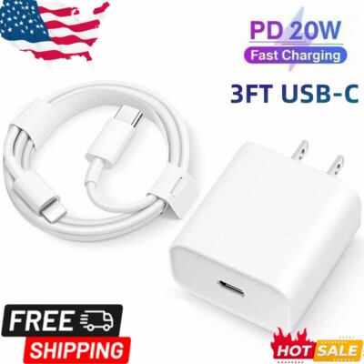 PD Fast Power Wall Charger Type c 3FT Charging Cable USB-C For Apple ...