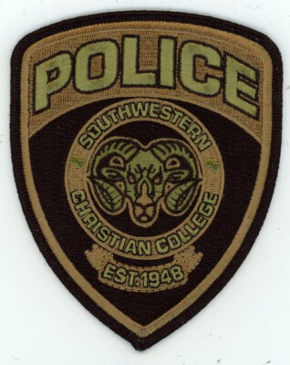 TEXAS TX SOUTHWESTERN CHRISTIAN COLLEGE POLICE SUBDUED SHOULDER PATCH ...
