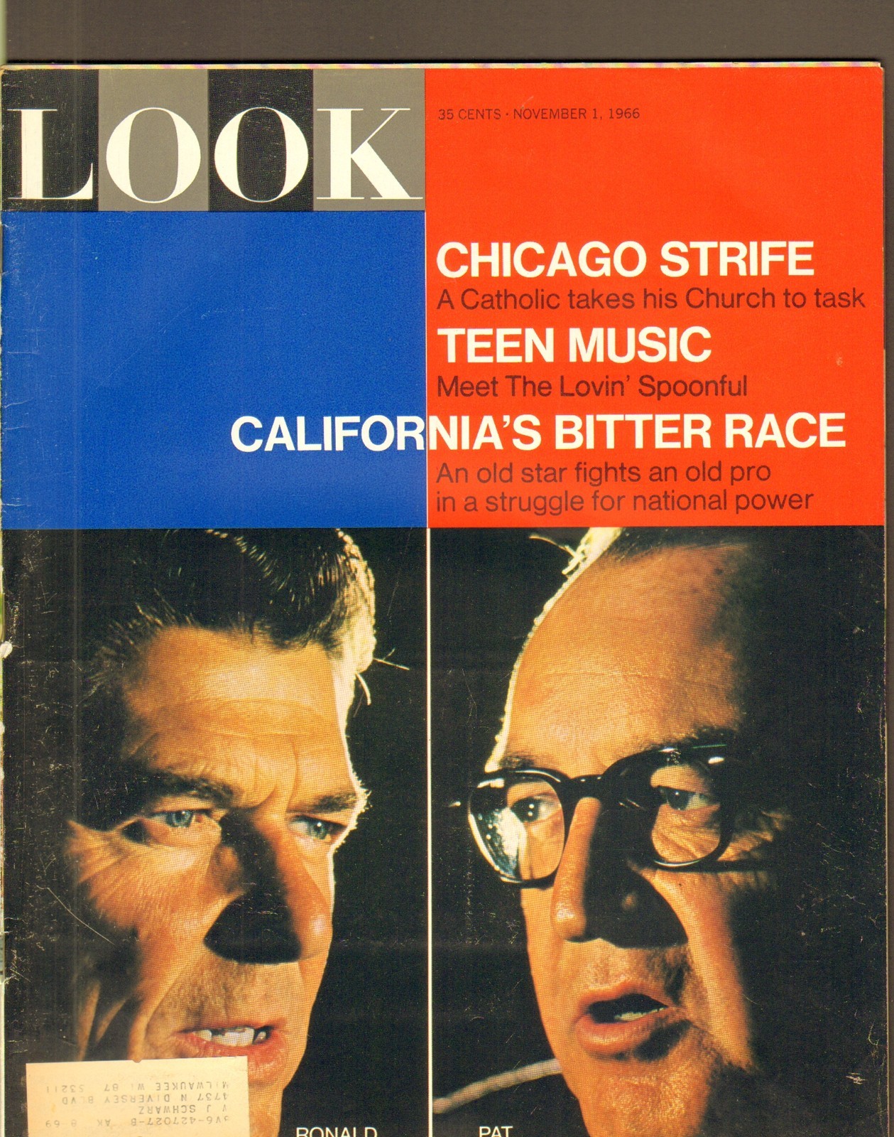NOV 1 1966 LOOK vintage magazine RONALD REAGAN - PAT BROWN | eBay