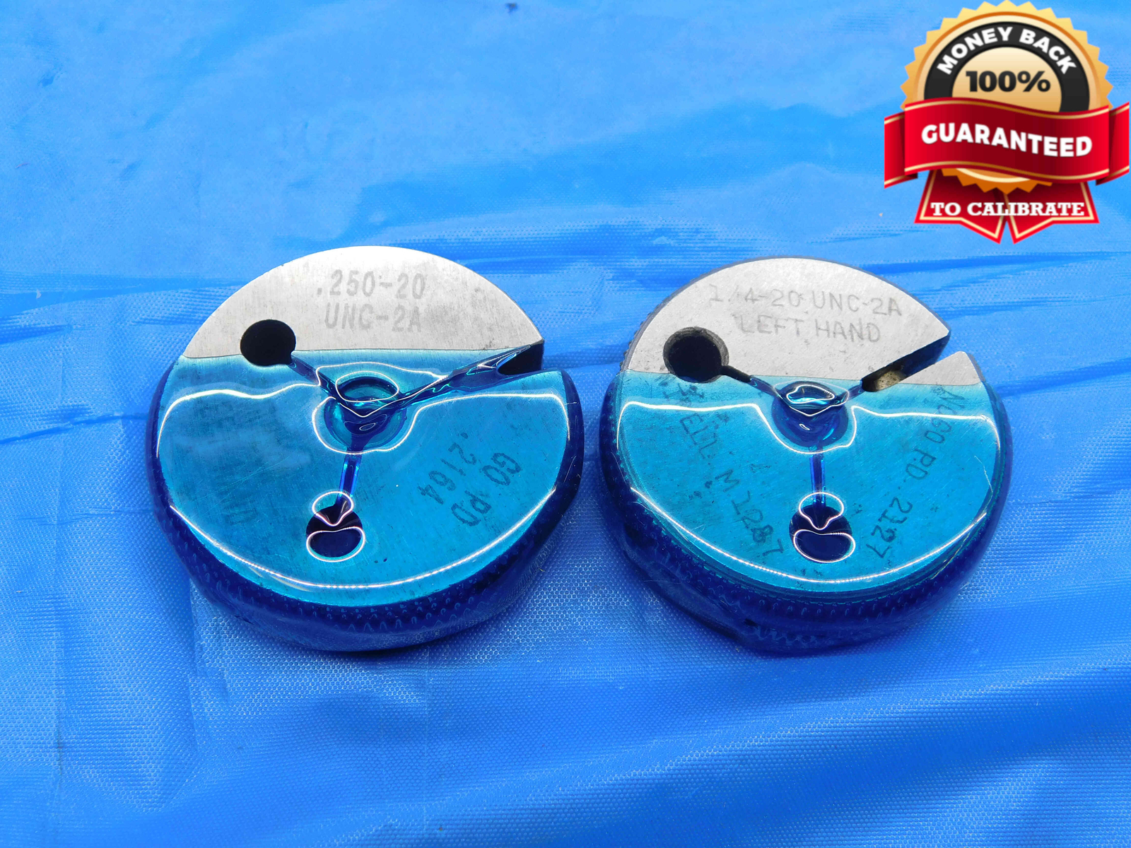 1/4 20 UNC 2A LEFT HAND THREAD RING GAGES .25 GO NO GO P.D.'S = .2164 ...