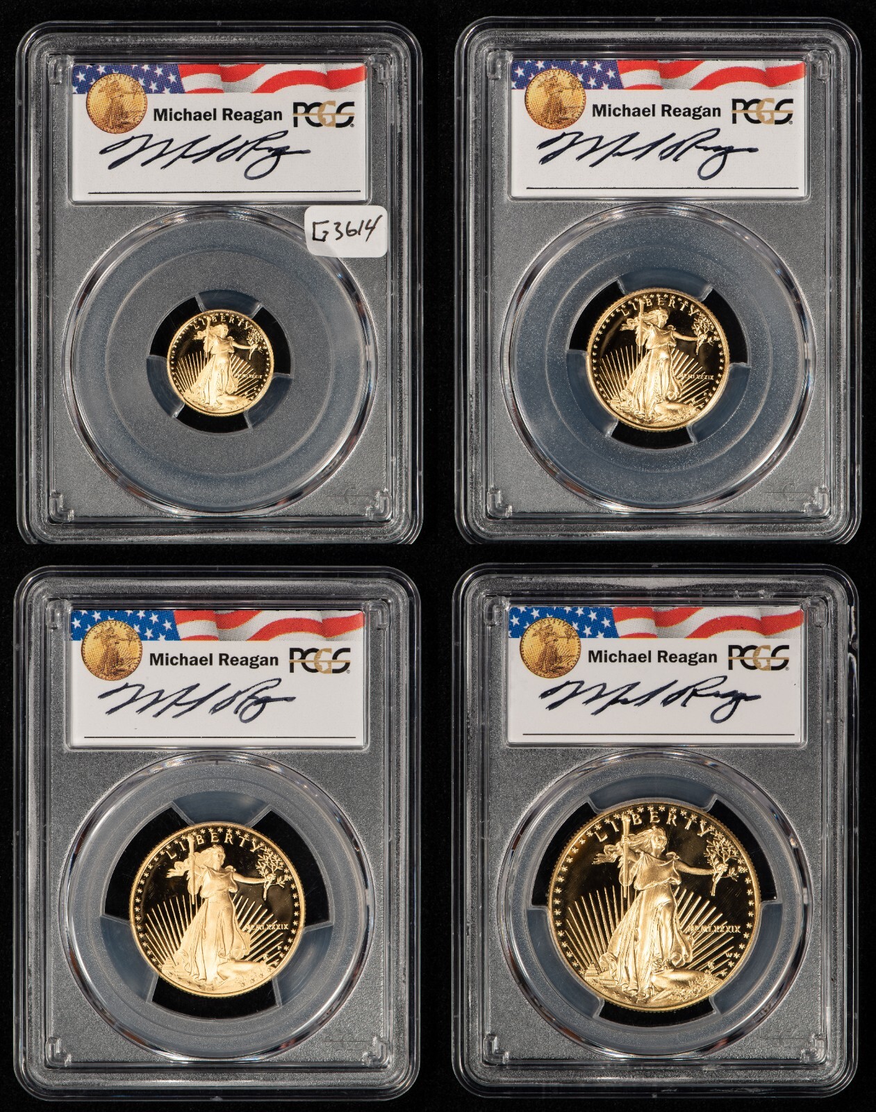 1989-W American Gold Eagle 4-Coin Proof Set Reagan PCGS PR 69 -1.85 AGW ...