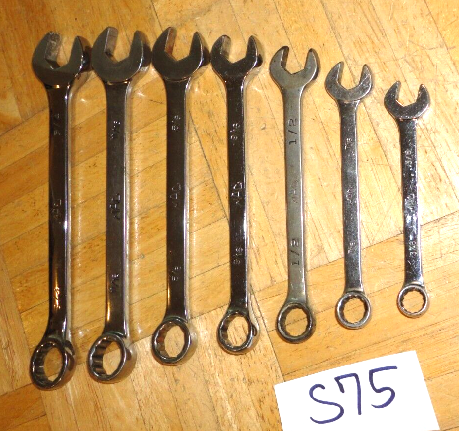 MAC TOOLS 7 PIECE SAE. COMBINATION WRENCH SET 12 POINT 3/8 TO 3/4 INCH ...