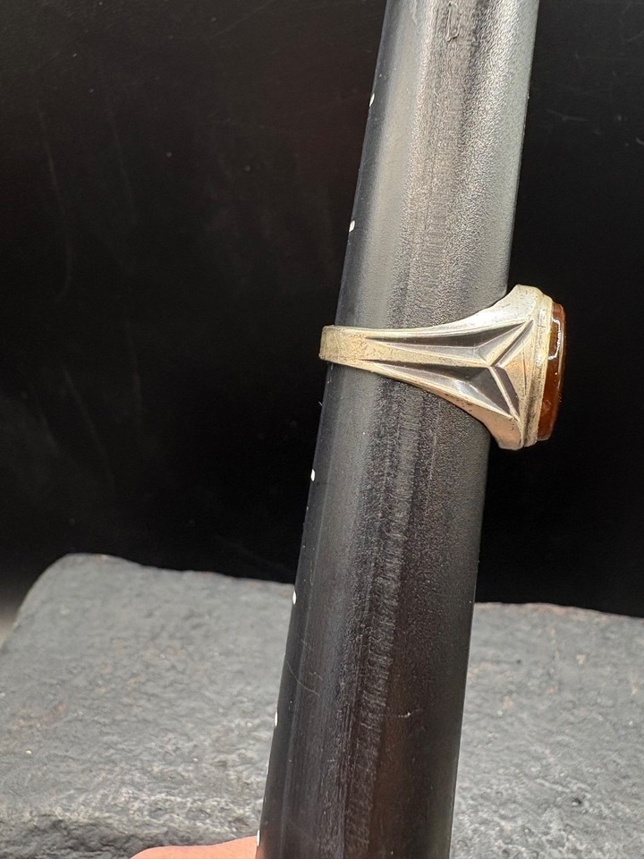 SZ 11 Mens FIRE AGATE Vintage Sterling Silver Signed Clark Coombs ...