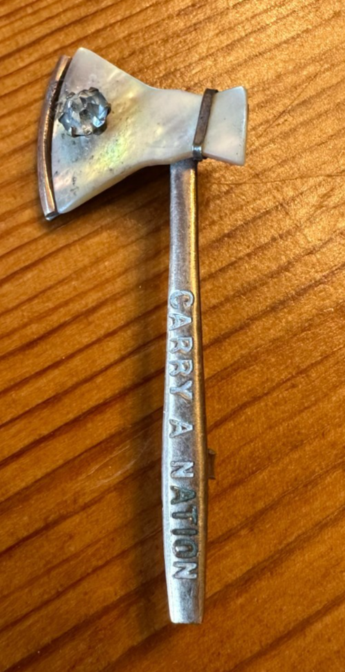 Antique Mother of Pearl Carry A Nation Hatchet Axe Costume Jewelry Pin ...