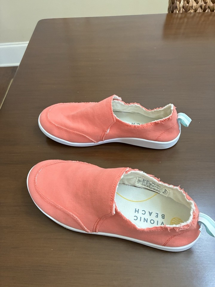 Vionic Beach Malibu Canvas Slip On Shoes Women's Size 8 Pink Coral | eBay