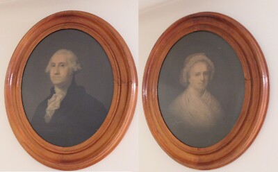 19th C. E.C. Middleton Portraits George & Martha Washington in Original ...