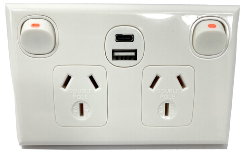 USB A + C Fast Charge Double Power Point DOUBLE POLE Caravan RV SPER ...