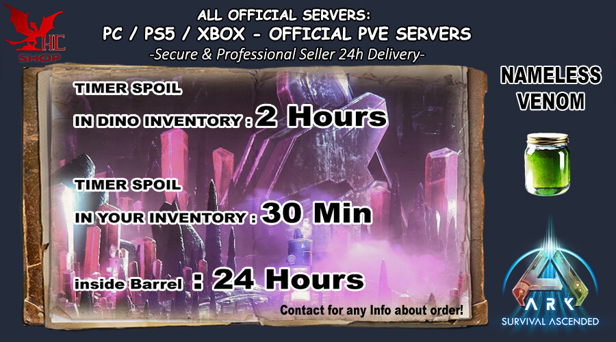 Ark Survival Ascended PC/PS5/XBOX PVE NAMELESS VENOM for Drake🐉Read ...