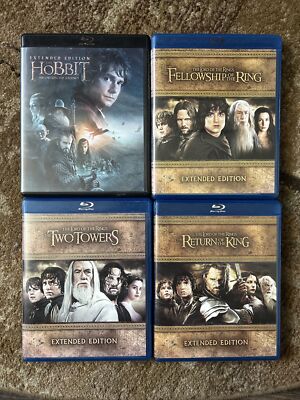 THE LORD OF THE RINGS Trilogy BLU-RAY Extended Edition + The Hobbit Set ...