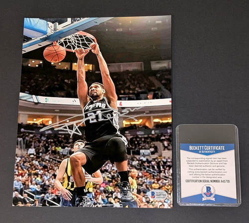 Tim Duncan signed 8x10 photo San Antonio Spurs basketball Beckett COA ...