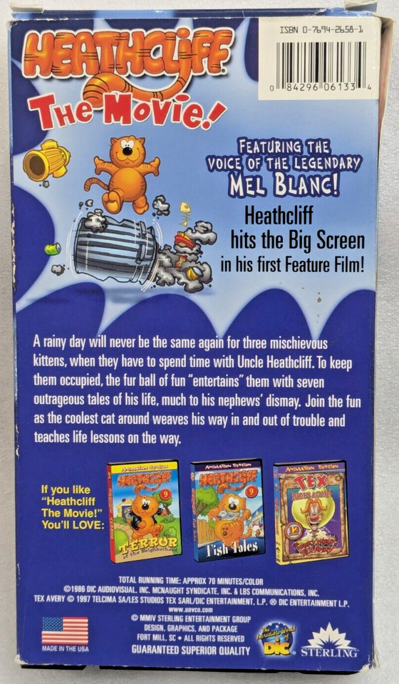 Heathcliff The Movie Two Thumbs Up Mel Blanc (VHS, 1997, Sterling) | eBay