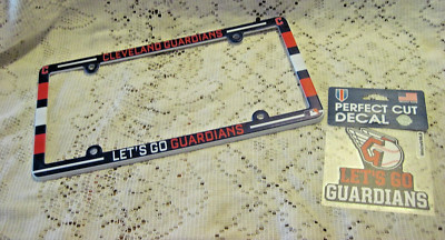 CLEVELAND GUARDIANS PLASTIC LICENSE PLATE FRAME AND 4" DECAL NEW 6" X ...