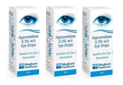 Medicom - Hypromellose 0.3% Eye Drops For Dry Eyes 10ml - 3 pack | eBay