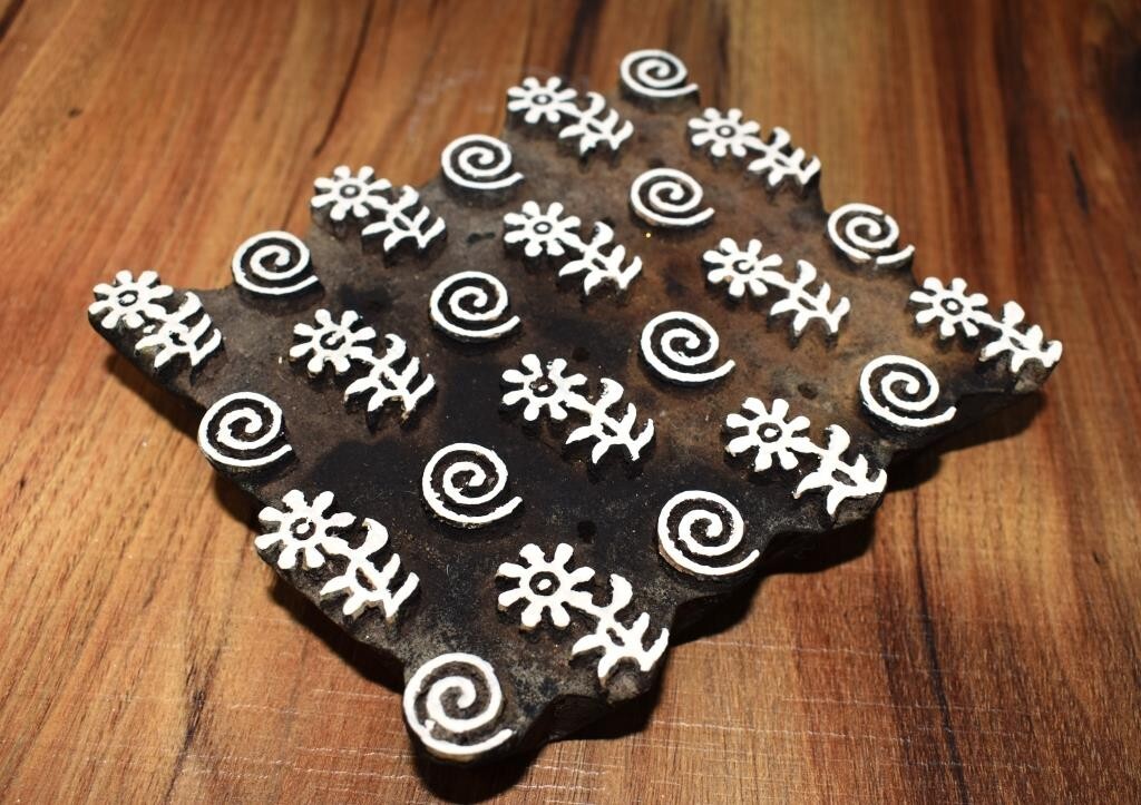 INDIAN WOODEN HAND CARVED TEXTILE FABRIC BLOCK PRINT UNIQUE HOME DECOR ...