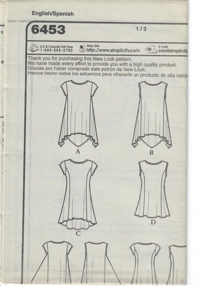 New Look A6453 Misses Easy Cute Knit Tops Size 6-8-10-12-14-16-18 ...