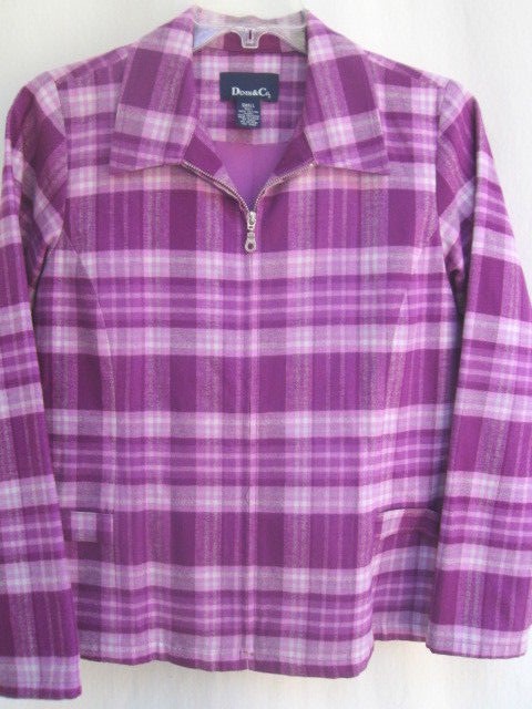 QVC..DENIM & CO..SOFT..COTTON..FLANNEL..PURPLE..PLAID..JACKET..NWOT S ...