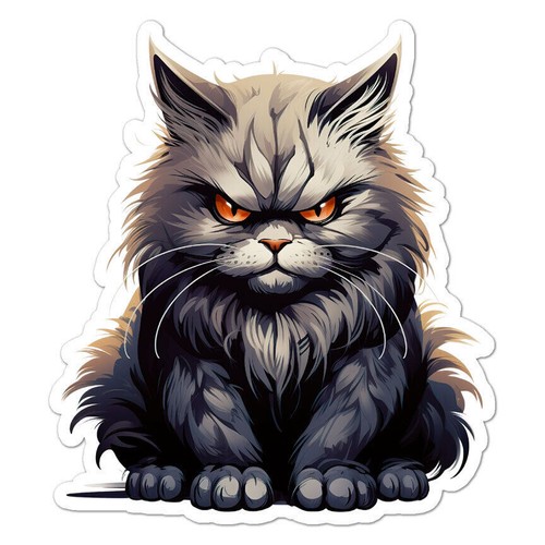 Angry Fat Cat Sticker Decal | eBay
