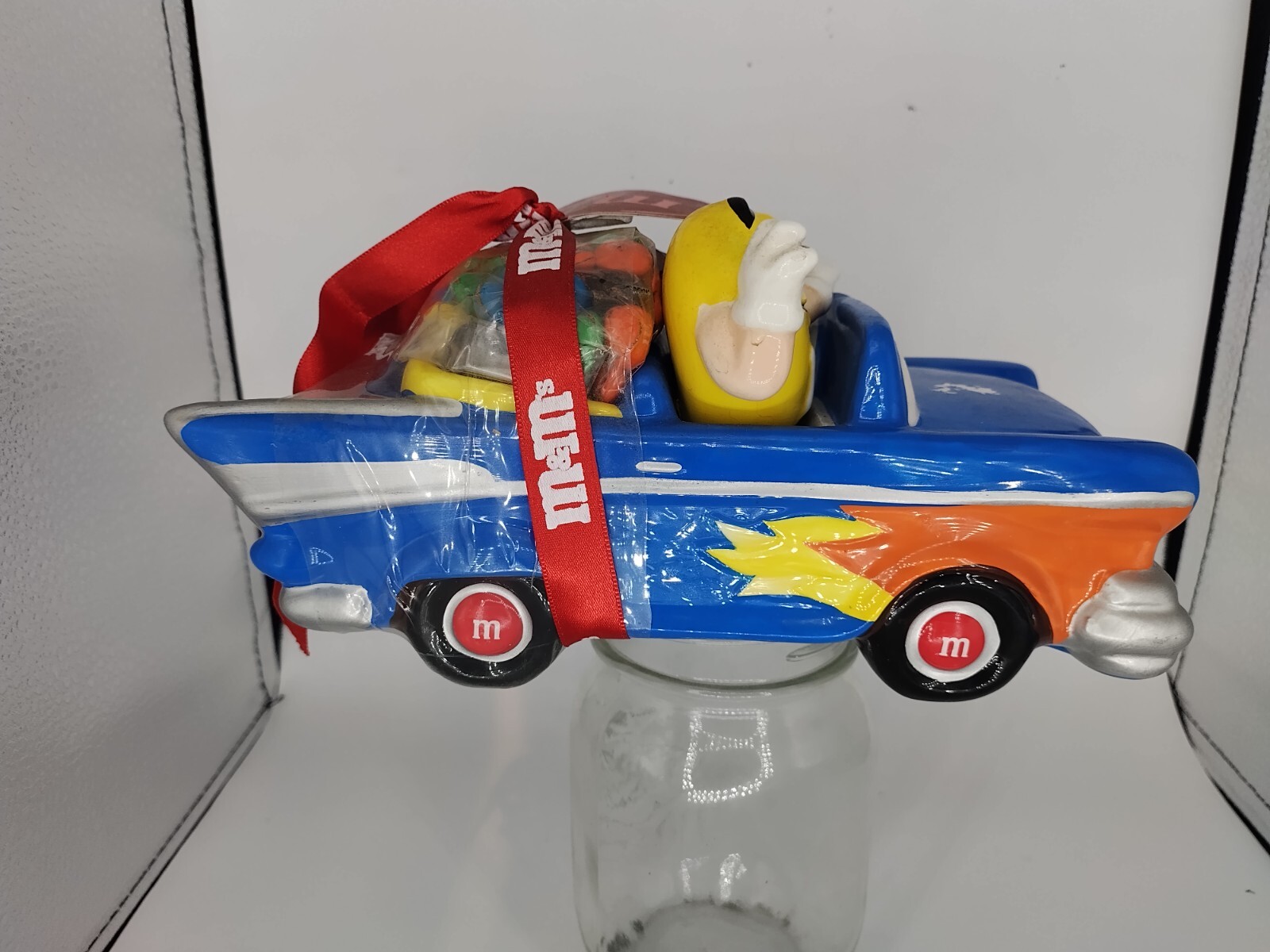 VINTAGE M&M GALERIE CERAMIC BLUE ROADSTER HOT ROD CANDY DISH 2002 WITH ...