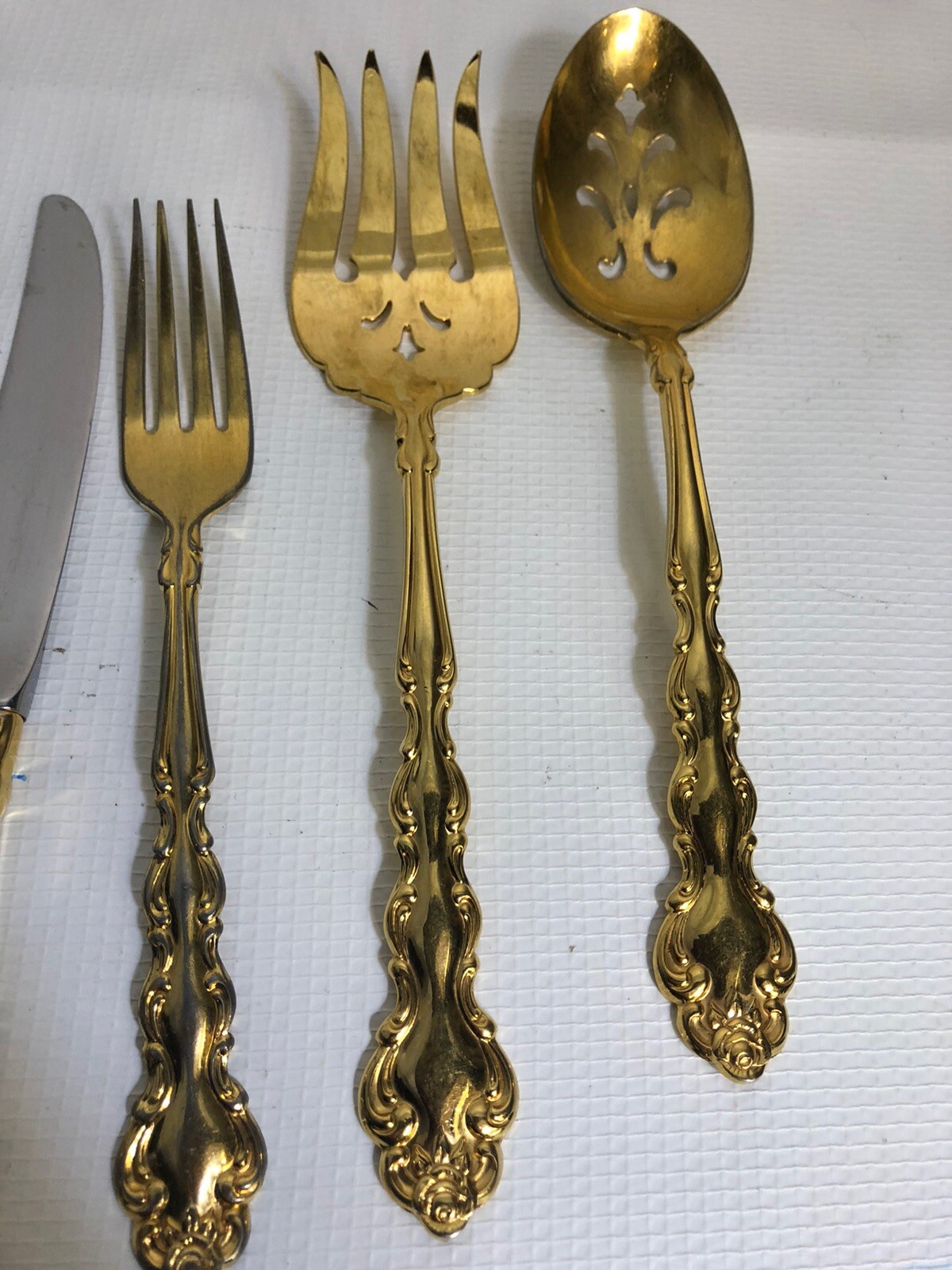 Lot Of 7 ONEIDA Community Golden Gold Electroplate DINNER KNIVES Fork ...