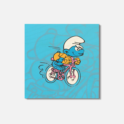 The Smurfs Cartoon Bike 4'' X 4'' Square Wooden Coaster | eBay