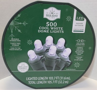 Holiday Time 500 Cool White LED Dome Christmas Wedding String Lights ...