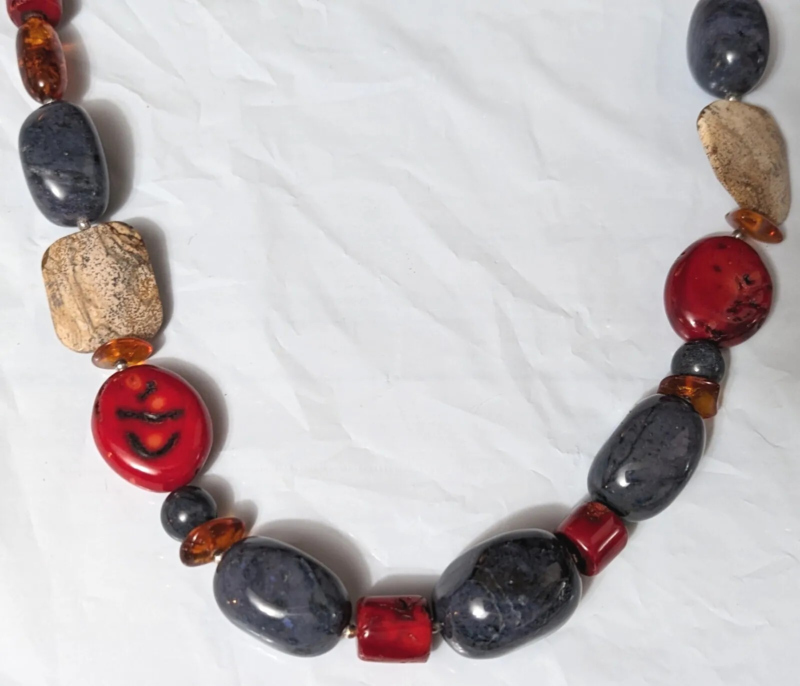 Barse 925 Sterling Silver Chunky Mixed Bead Agates Stone Necklace 18 ...