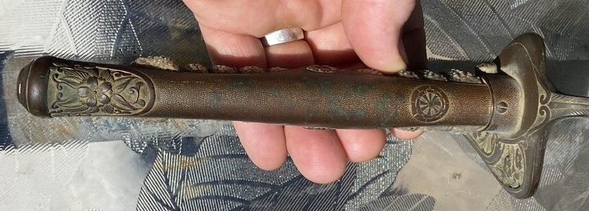 OLD ANTIQUE SWORD JAPANESE NIPPON KYO GUNTO HANDLE ONLY +WOOD SHEATH ...