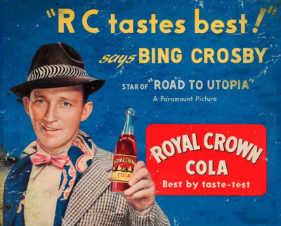 ROYAL CROWN RC COLA BING CROSBY 15" HEAVY DUTY USA MADE METAL SODA POP ...
