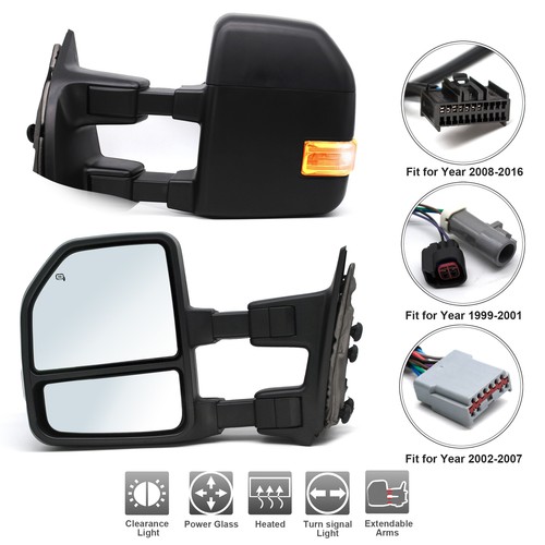 LH+RH Towing Mirrors For 1999-2011 Ford F350 F450 Super Duty Power ...