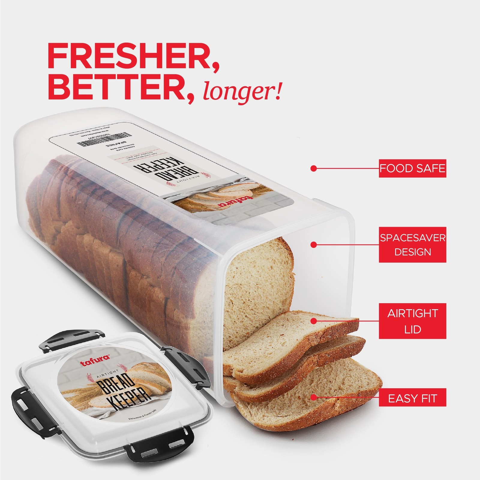 Tafura Bread Container - 5.8 Liter BPA Free Plastic Bread Box ...