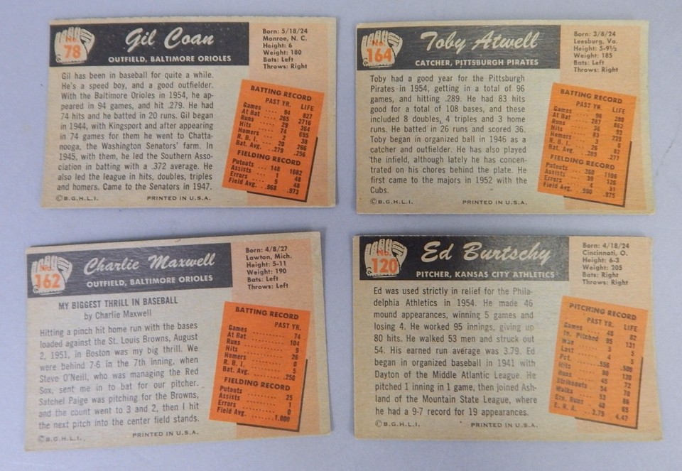 9x 1955 Bowman Color TV baseball card lot Maxwell Coan Atwell Post ...