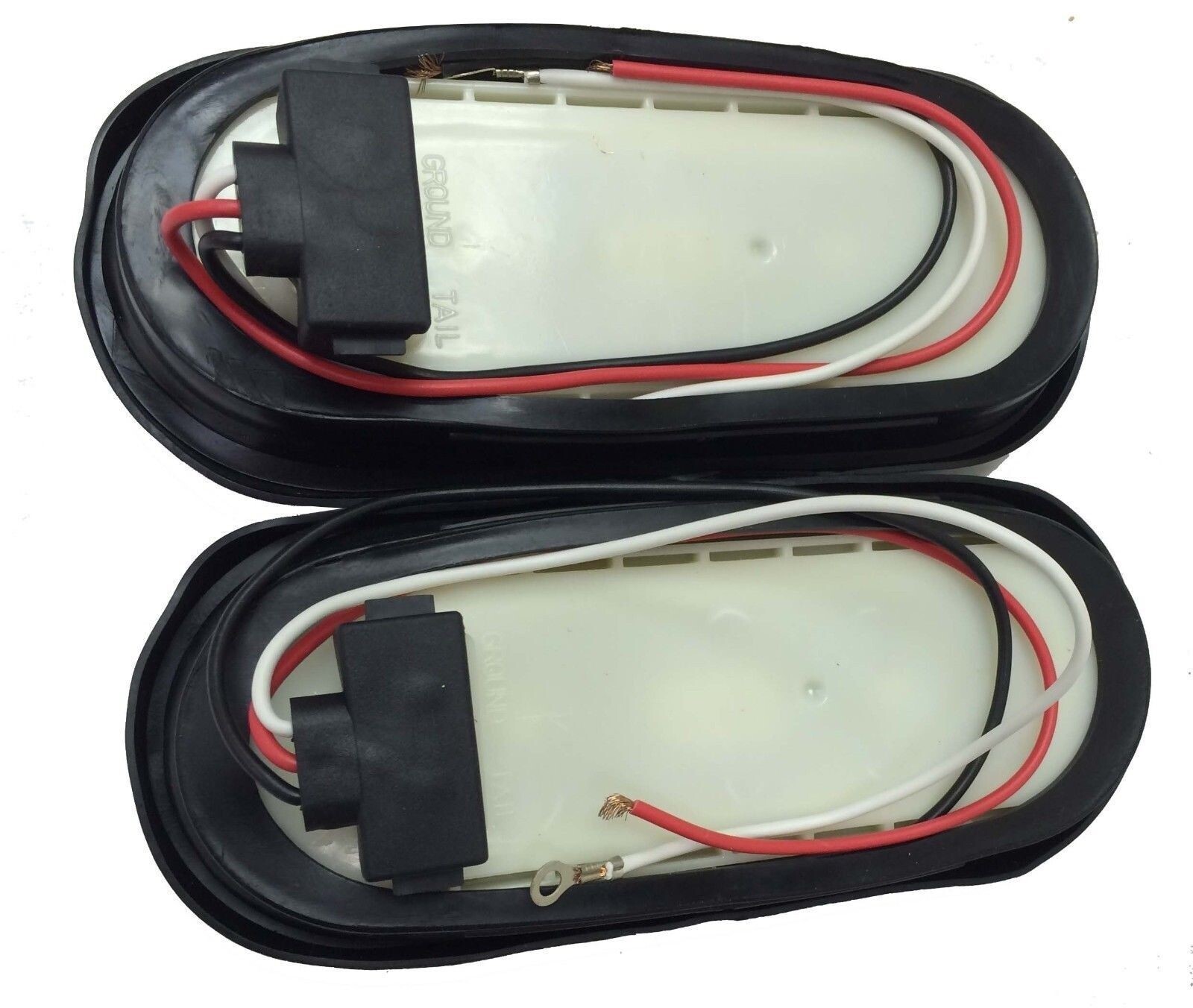 (2) Red 6" Oval 10 LED Trailer Stop/Turn/Tail Light +Mounting Brackets ...