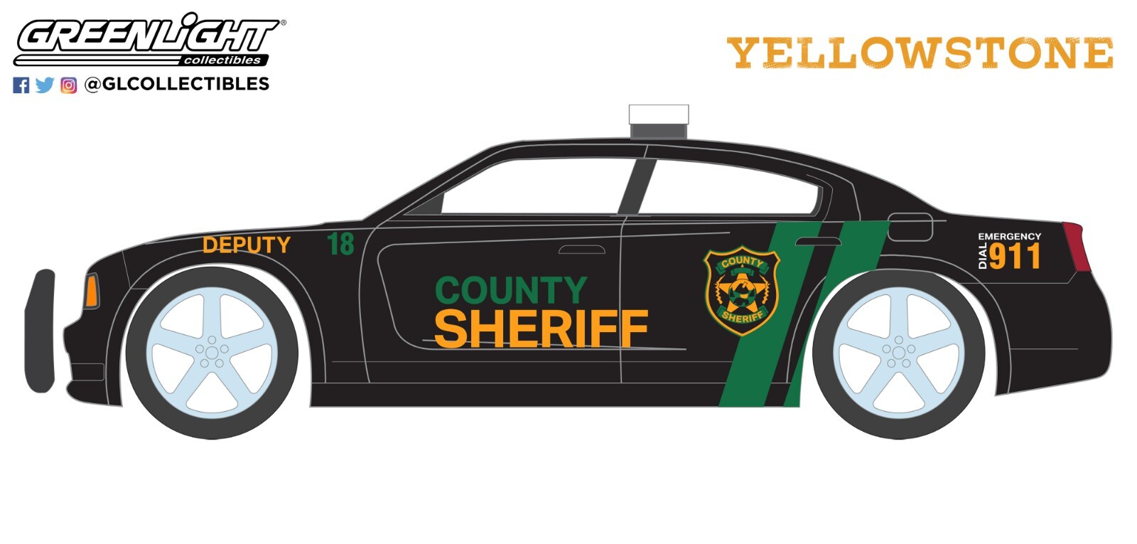 Greenlight 1:64 Hollywood Yellowstone 2011 Dodge Charger Pursuit County ...