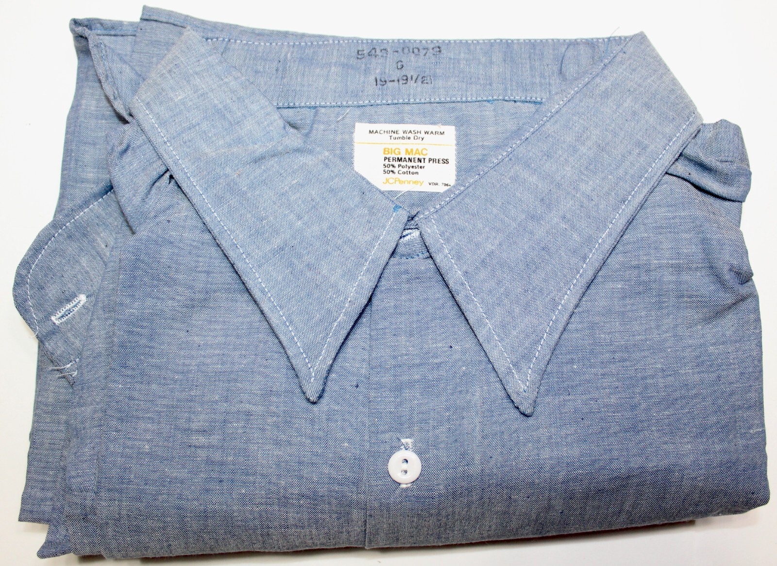 NEW OLD STOCK VINTAGE 60's JCPENNEY BIG MAC CHAMBRAY WORK SHIRT 19-19 1 ...