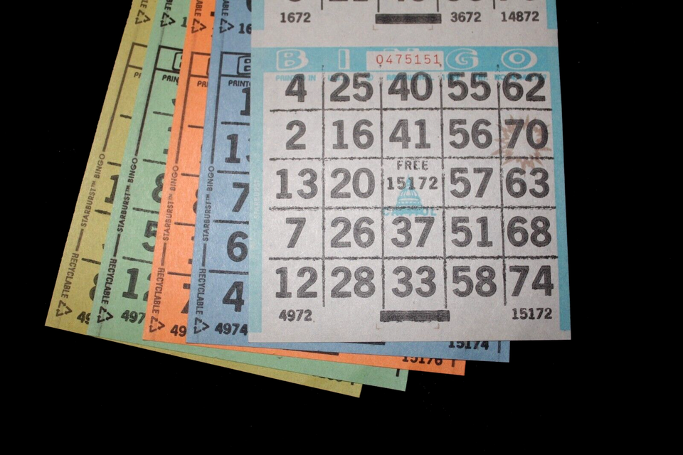 BINGO PAPER Cards sheets 3 on 5 Blue Border Starburst - 25 pack | eBay