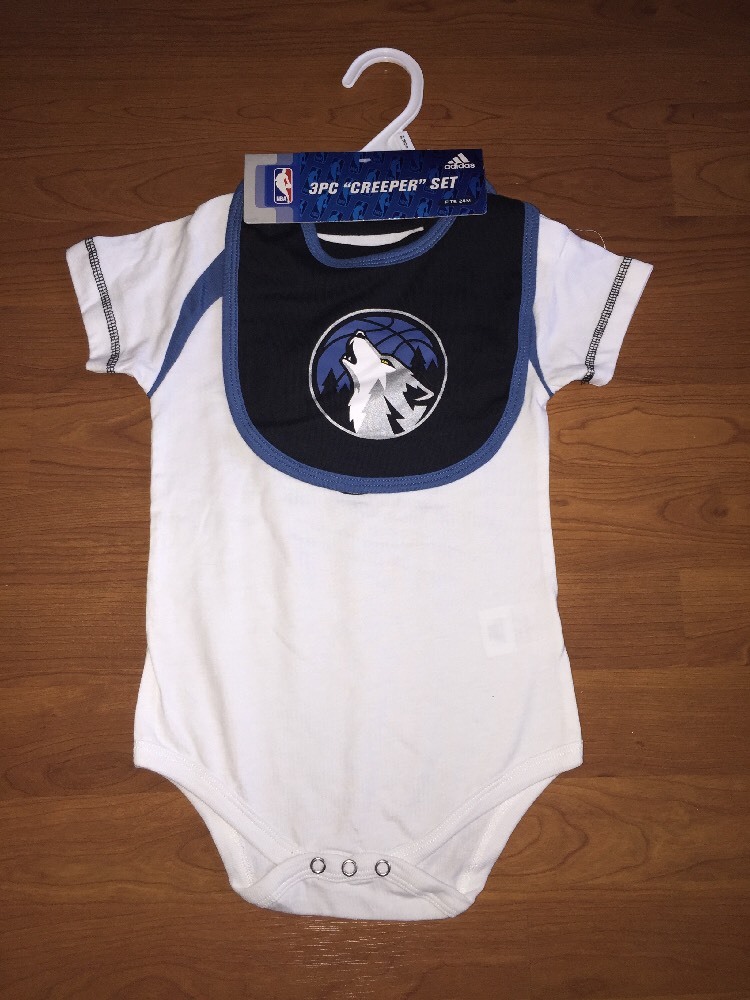 Adidas Minnesota Timberwolves 3PC Creeper Set Baby Bodysuit Bib Booties ...