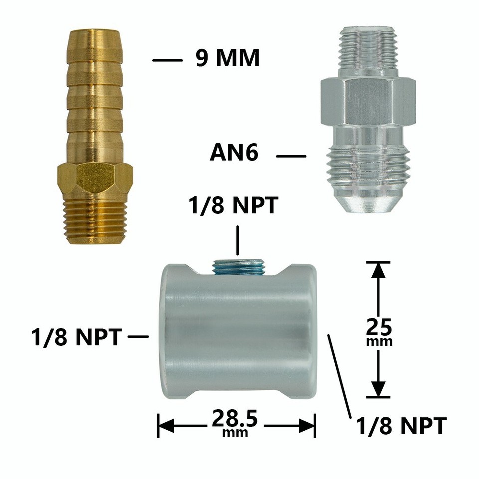 AN8 1/8 NPT fuel injection systems Tee Fuel Pressure Gauge adaptor kits ...