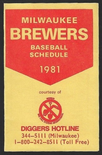 1981 Milwaukee Brewers MLB Baseball Schedule !!! Diggers Hotline | eBay