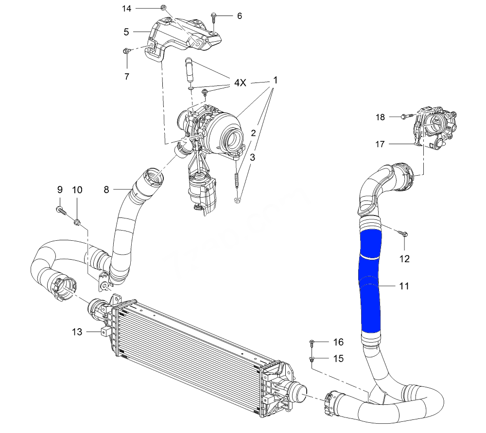 Intercooler Turbo Air Hose for Opel Mokka 1.6 CDTI 1302287 GM95371558 ...
