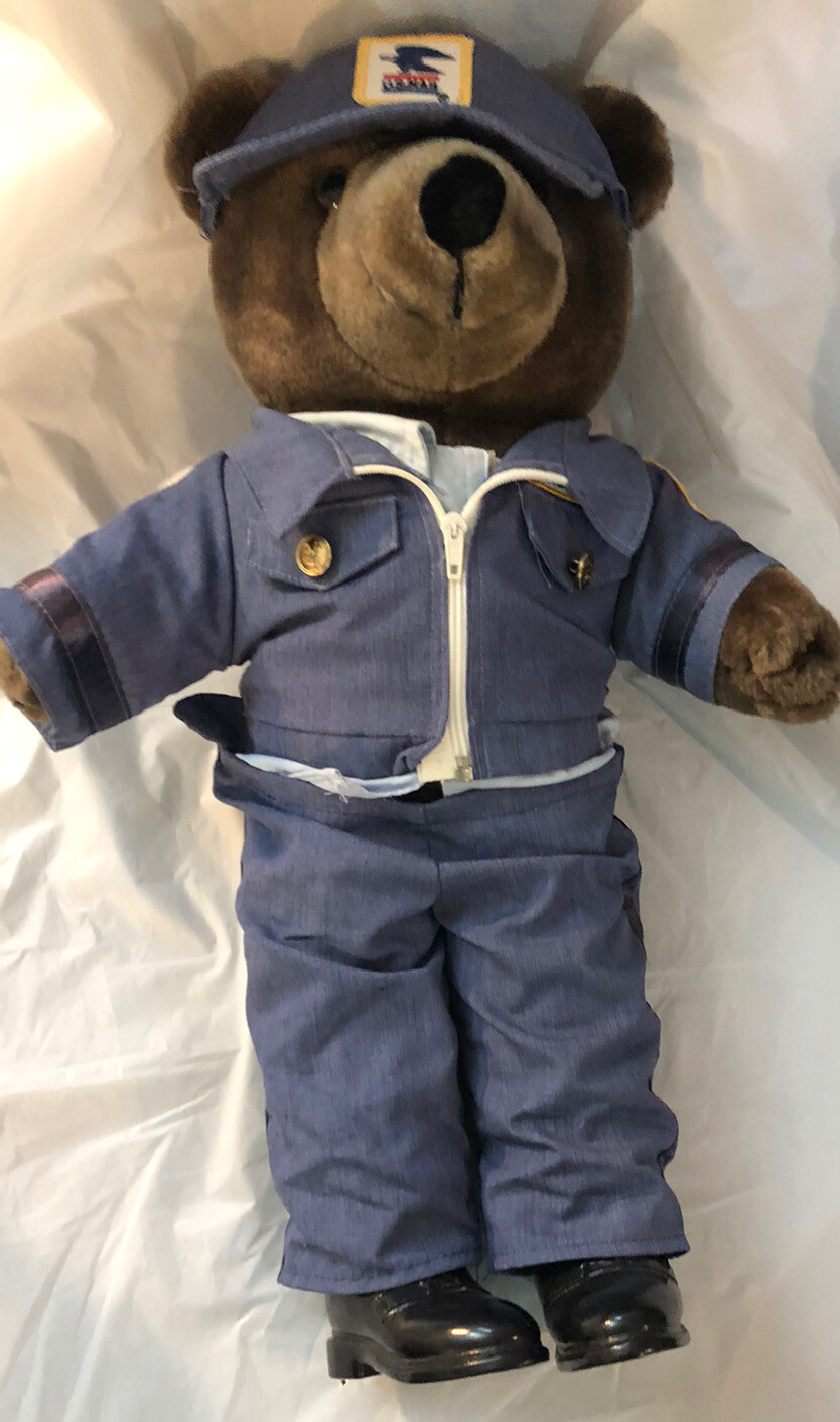Vintage Patriot Teddy Bear USPS Mail JJ Wind Plush Postal Service 20 ...