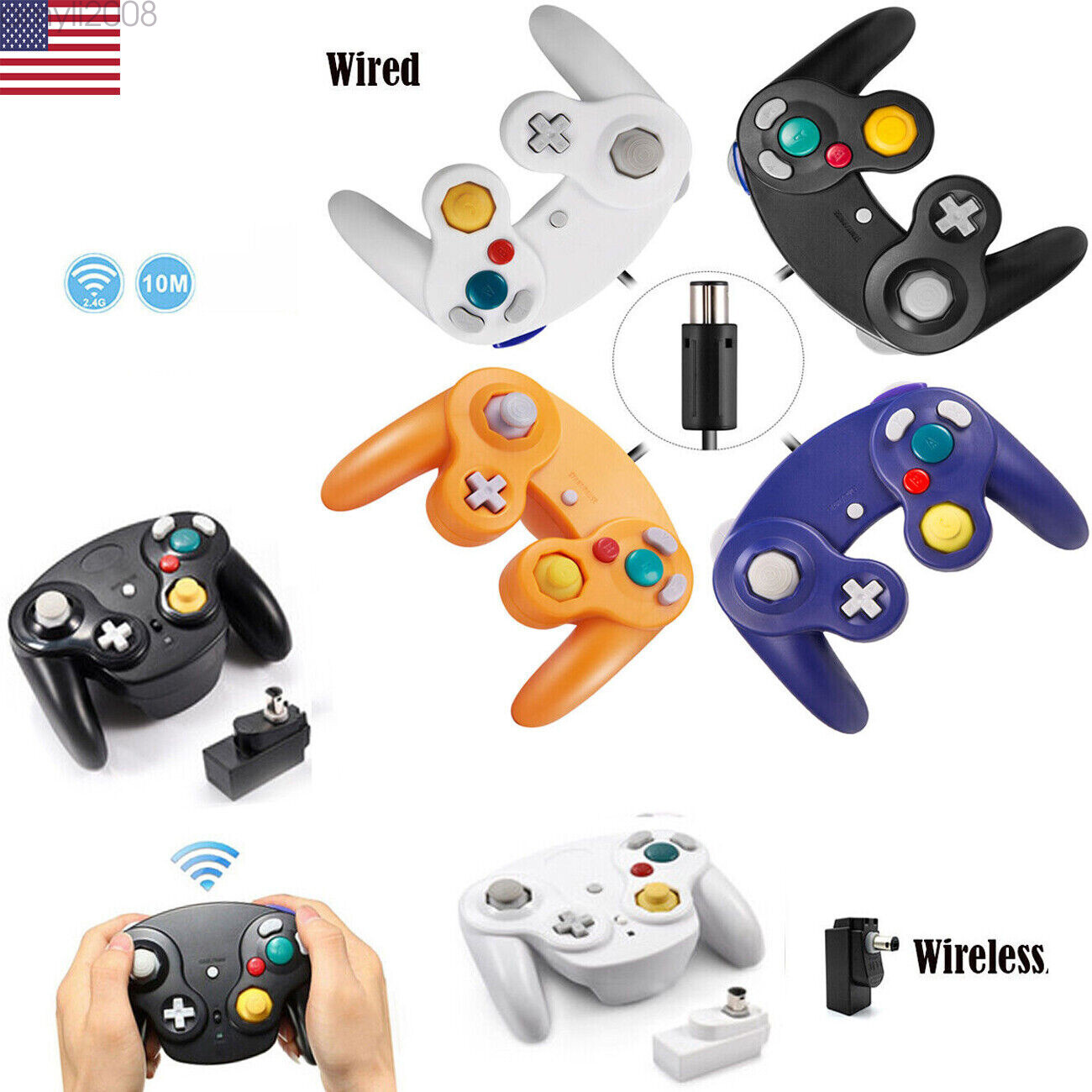 Wireless Game Controller W/ Adapter /Wired For Gamecube Retro Classic ...