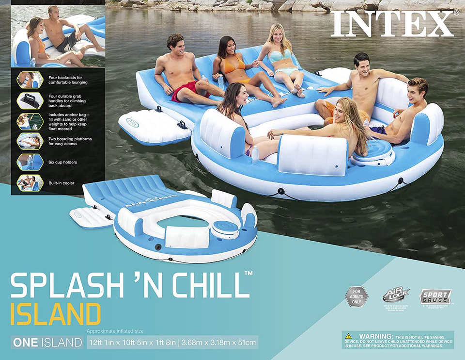 Large Floating Island Inflatable Island Pool Float Tub Outdoor Summer 7 ...