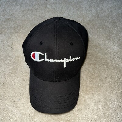 Champion Baseball Hat Cap Black Adjustable | eBay